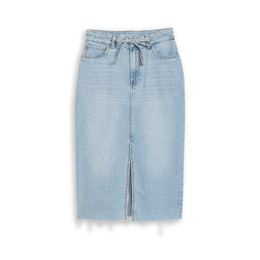 Tom Tailor Denim Damen Midi-Jeansrock mit Schlitz, blau, Uni, Gr. L