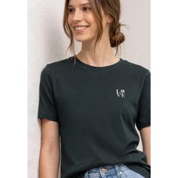 Kurzarmshirt Street One, Damen, Gr. 34, deep bound gr&uuml;n, Jersey, Obermaterial: 50% Baumwolle, 50% Modal, bedruckt, normal h&uuml;ftbedeckend, Rundhals, abgesteppte Kante, Shirts, Sommershirt mit Rundhals und Printdetail