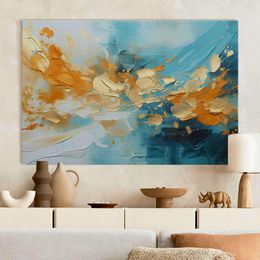 Bilderwelten Akustikbild | Wandbild schallabsorbierend - Impasto T&uuml;rkis und Ocker