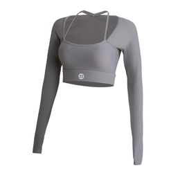 Sporttop YEAZ "Long Top CLUB LEVEL", Damen, Gr. L, grau, Obermaterial: 78% Polyester PES. 22% Elasthan EL., Sweatshirts Sporttop