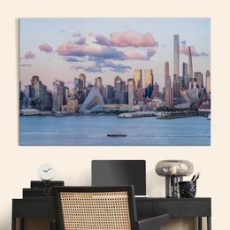 Bilderwelten Akustikbild | Wandbild schallabsorbierend - New York Skyline am Abend mit Sonnenuntergang