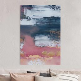 Bilderwelten Akustikbild | Wandbild schallabsorbierend - Rosa Sturm mit Gold