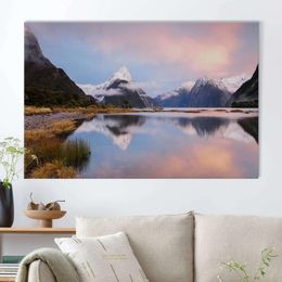 Bilderwelten Akustikbild | Wandbild schallabsorbierend - Berge am Wasser