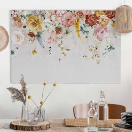 Bilderwelten Akustikbild | Wandbild schallabsorbierend - Rankende Blumen Aquarell Vintage