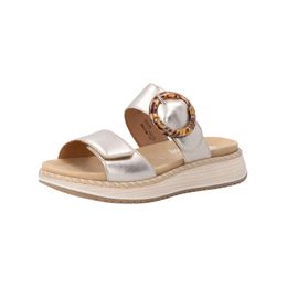 Pantolette Remonte "Remonte Pantoletten Glattleder", Damen, Gr. 38, silber, Glattleder, Schuhe Pantolette