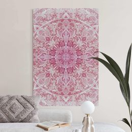 Bilderwelten Akustikbild | Wandbild schallabsorbierend - Mandala Aquarell Sonne Ornament rosa