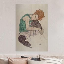 Bilderwelten Akustikbild | Wandbild schallabsorbierend - Egon Schiele - Sitzende Frau mit hochgezogenem Knie