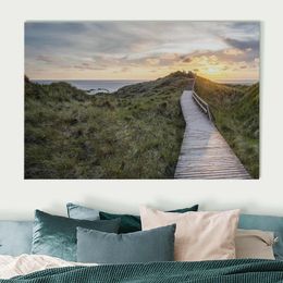 Bilderwelten Akustikbild | Wandbild schallabsorbierend - Amrum D&uuml;nenweg im Sonnenuntergang