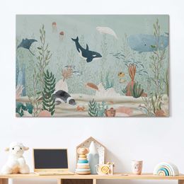 Bilderwelten Akustikbild | Wandbild schallabsorbierend - Unterwasserwelt Pastell