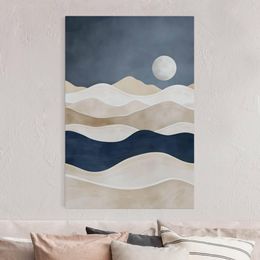Bilderwelten Akustikbild | Wandbild schallabsorbierend - Minimalistische Boho Landschaft Beige Blau