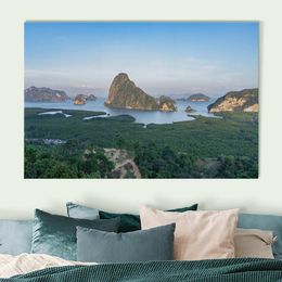 Bilderwelten Akustikbild | Wandbild schallabsorbierend - Thailand Felseninsel im Meer bei Sonnenuntergang