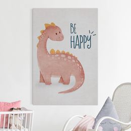 Bilderwelten Akustikbild | Wandbild schallabsorbierend - S&uuml;&szlig;e Dinos - Be happy