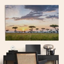 Bilderwelten Akustikbild | Wandbild schallabsorbierend - Kenia Savannenlandschaft bei Sonnenuntergang