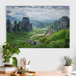 Bilderwelten Akustikbild | Wandbild schallabsorbierend - Griechenland Meteora-Kloster zwischen Felsen