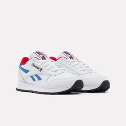 Sneaker Reebok CLASSIC "CLASSIC LEATHER", M&auml;dchen, Gr. 34,5, ftwrwei&szlig;, vectorblau, vectorrot, Leder, Synthetik, Schuhe Sneaker