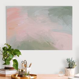 Bilderwelten Akustikbild | Wandbild schallabsorbierend - Zarte Pastellstruktur Rosa und Gr&uuml;n