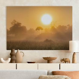 Bilderwelten Akustikbild | Wandbild schallabsorbierend - Kenia Savannenlandschaft im Morgennebel