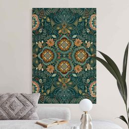 Bilderwelten Akustikbild | Wandbild schallabsorbierend - Detailliertes Boho Muster in Gr&uuml;n