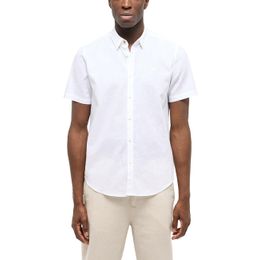 Kurzarmhemd Mustang "Herren Style Berkeley", Herren, Gr. L, US-Gr&ouml;&szlig;en, wei&szlig; 2007, Web, 55% Leinen, 45% Baumwolle, unifarben, regular fit, Hemden