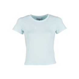 T-Shirt Karl Kani "Karl Kani Small Signature Short Tee", Damen, Gr. S, blau (turquoise), 95% Baumwolle, 5% Elasthan, bedruckt, normal, Rundhals, Shirts T-Shirt