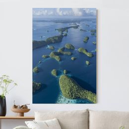 Bilderwelten Akustikbild | Wandbild schallabsorbierend - Palau Luftaufnahme von Inselgruppe im Meer