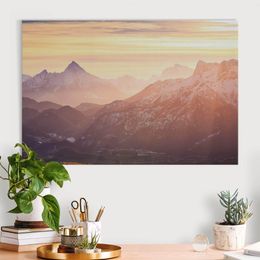Bilderwelten Akustikbild | Wandbild schallabsorbierend - Berchtesgadener Alpen im Abendlicht