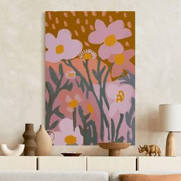 Bilderwelten Akustikbild | Wandbild schallabsorbierend - Blumenwiese in warmen Farben