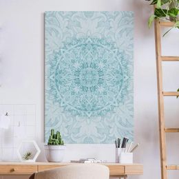 Bilderwelten Akustikbild | Wandbild schallabsorbierend - Mandala Aquarell Ornament t&uuml;rkis