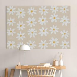 Bilderwelten Akustikbild | Wandbild schallabsorbierend - G&auml;nsebl&uuml;mchenmuster auf Beige