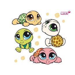 Bilderwelten Wandtattoo NICI - Sweet Hearts - vier bunte Schildkr&ouml;ten