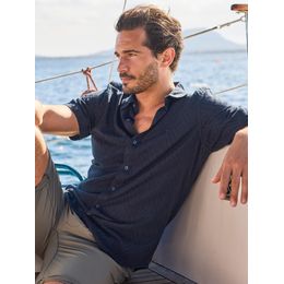 Kurzarmhemd Lerros "Stylishes Kurzarmhemd mit raffinierter Rautenstruktur", Herren, Gr. L, Normalgr&ouml;&szlig;en, blau (classic navy), 60% Baumwolle, 40% Viskose, Hemden