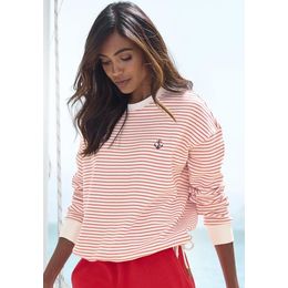 H.I.S. H.I.S Sweatshirt 'SandandStripesRNT3' mehrfarbig Gr. 36/38 f&uuml;r Damen. Rundhals und Stickerei. Bequem. Nachhaltig.