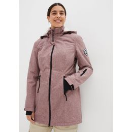 bonprix wasserdichte Funktions-Outdoor-Longjacke mit Teddyfleece, rot, Gr.40, Winddichte Regenjacke mit abnehmbarer Kapuze, Teddyfleece im Kragen und in der Kapuze, aus Fleece