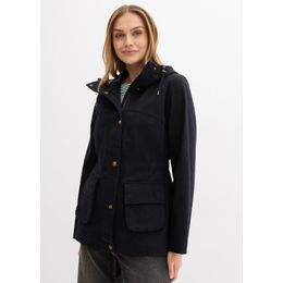 bonprix wasserabweisende Jacke mit Karo-Futter, schwarz, Gr.52, leichte Jacke mit kariertem Futter, 97% Baumwolle