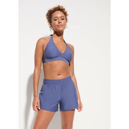 bonprix Bikini und Badeunterteil (3-tlg.Set), blau, Gr.44, Set aus Bikinioberteil, Bikinihose und Badeshorts