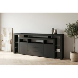 borchardt M&ouml;bel Sideboard BORCHARDT M&Ouml;BEL "Rosario", schwarz (schwarz, matt), B:220cm H:88cm T:35cm, Sideboards, Sideboard, Breite 220 cm