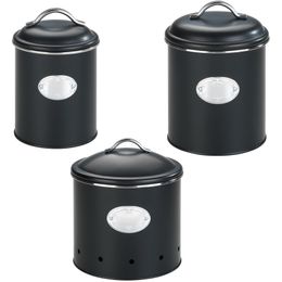 Vorratsdose Wenko "Modell Nero", silber (schwarz, silberfarben), B:18,7cm H:21cm L:18,7cm &Oslash;:18,7cm, Metall, Lebensmittelaufbewahrungsbeh&auml;lter, Vorratsdose, Aufbewahrungsdosen f&uuml;r Vorr&auml;te und Lebensmittel, 3 Gr&ouml;&szlig;en