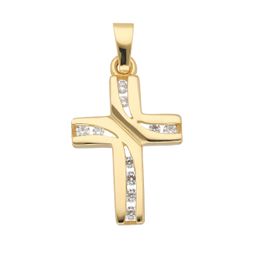 Adelia&acute;s Kettenanh&auml;nger ADELIA&acute;S "Kreuzanh&auml;nger 333 Gold ( 8K ) mit Zirkonia", gold, Schmuckanh&auml;nger, Damen, mit Zirkonia, Gold, Kettenanh&auml;nger, Goldanh&auml;nger Kreuz