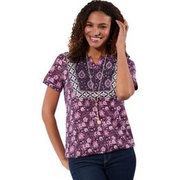 CR&Eacute;ATION L Damen Shirt mit elastischem Saum erika-marine-bedruckt Gr&ouml;&szlig;e 40
