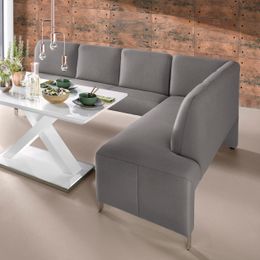 Essbank exxpo - SOFA FASHION "Intenso, modern, wahlweise in Leder oder Textil, 264/197 cm (B/T)", grau, B:264cm H:91cm T:197cm, NaturLeder;Strukturstoff (Zusammensetzung: Polyester 100%);Luxus-Microfaser (Zusammensetzung: Aufgeflockte 100% Polyester Schicht mit Pr&auml;gung);Cord (Zusammensetzung: Polyester 100%), Sitzb&auml;nke, Essbank, hohe Bodenfreiheit, frei im Raum stellbar, hoher Sitzkomfort