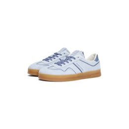 Plateausneaker Tommy Jeans "THE GREENWICH", Damen, Gr. 40, blau (hellblau), Veloursleder, Schuhe Plateausneaker, Schn&uuml;rer, Halbschuh, Freizeitschuh mit Kontrastbesatz