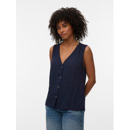 V&eacute;ro Moda Shirttop VERO MODA "VMMENNY SL V-NECK TOP WVN GA", Damen, Gr. XS, blau (navy blazer), Web, Obermaterial: 100% Viskose, unifarben, regular fit normal, V-Ausschnitt, Tops Shirttop, Viskose, regular fit
