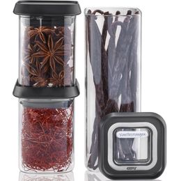 Vorratsdose Gefu "PANTRY mini", silber (schwarz, silber), Borosilikatglas, Lebensmittelaufbewahrungsbeh&auml;lter, Vorratsdose, ideal f&uuml;r Gew&uuml;rze, Kr&auml;uter und Tee