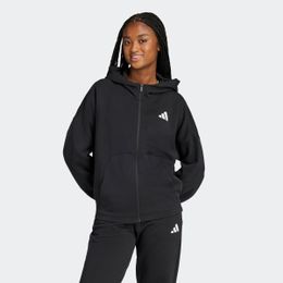 Kapuzensweatshirt adidas Sportswear "W FI SL FZ HD", Damen, Gr. XS, schwarz, Obermaterial: 68% Baumwolle, 32% Polyester, normal, Rundhals, angesetztes B&uuml;ndchen, Sweatshirts