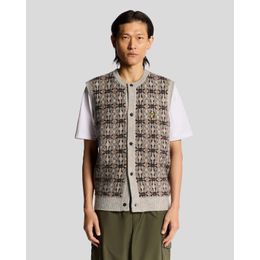 Lyle & Scott Lyle & Scott Strickjacke mit geb&uuml;rsteter Intarsienstruktur &ndash; Grau