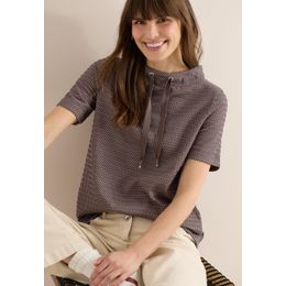 Kurzarmshirt Cecil, Damen, Gr. L (42), macchiato braun, Jersey, Obermaterial: 75% Baumwolle, 23% Polyester, 2% Elasthan, unifarben, normal h&uuml;ftbedeckend, Rundhals, Shirts, in Two-Tone-Optik