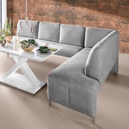 Essbank exxpo - SOFA FASHION "Intenso, modern, wahlweise in Leder oder Textil, 264/197 cm (B/T)", grau (hellgrau), B:264cm H:91cm T:197cm, NaturLeder;Strukturstoff (Zusammensetzung: Polyester 100%);Luxus-Microfaser (Zusammensetzung: Aufgeflockte 100% Polyester Schicht mit Pr&auml;gung);Cord (Zusammensetzung: Polyester 100%), Sitzb&auml;nke, Essbank, hohe Bodenfreiheit, frei im Raum stellbar, hoher Sitzkomfo