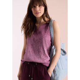 Shirttop Cecil, Damen, Gr. L (42), lila (sweet grape rot), Web, 100% Baumwolle, meliert, comfort fit normal, Rundhals, abgesteppt, Tops Shirttop, aus reiner Baumwolle