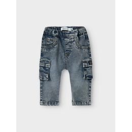 Loose-fit-Jeans name it "NBMBEN BAGGY CARGO JEANS 2727-YB NOOS", Jungen, Gr. 62, N-Gr, blau (dunkelblau denim), Denim/Jeans, Obermaterial: 71% Lyocell, 20% Polyester, 8% Viskose, 1% Elasthan, Abriebeffekte, relaxed fit kn&ouml;chellang, Jeans