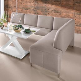 Essbank exxpo - SOFA FASHION "Intenso, modern, wahlweise in Leder oder Textil, 264/197 cm (B/T)", beige, B:264cm H:91cm T:197cm, NaturLeder;Strukturstoff (Zusammensetzung: Polyester 100%);Luxus-Microfaser (Zusammensetzung: Aufgeflockte 100% Polyester Schicht mit Pr&auml;gung);Cord (Zusammensetzung: Polyester 100%), Sitzb&auml;nke, Essbank, hohe Bodenfreiheit, frei im Raum stellbar, hoher Sitzkomfort